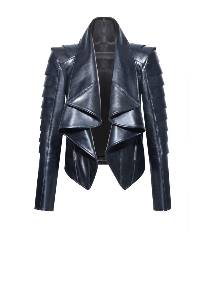 Draped Leather Jacket Women - B4 — By designer Stefan Eckert
